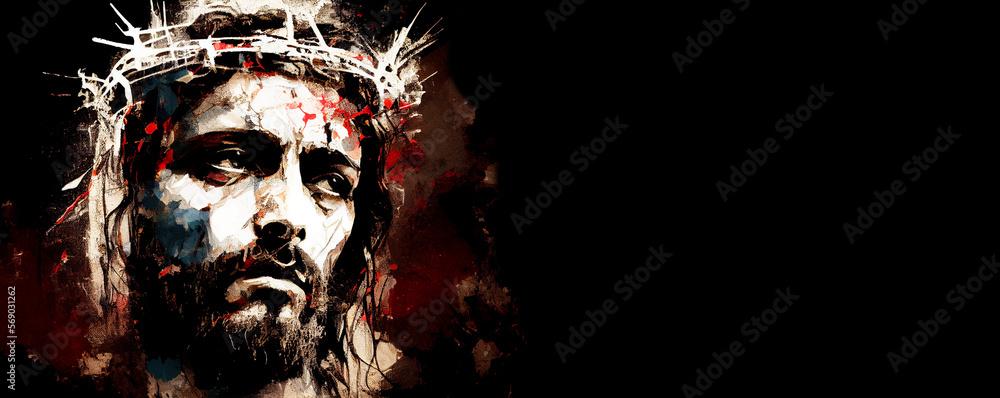 Jesus Christ on the cross banner background. Artistic abstract ...