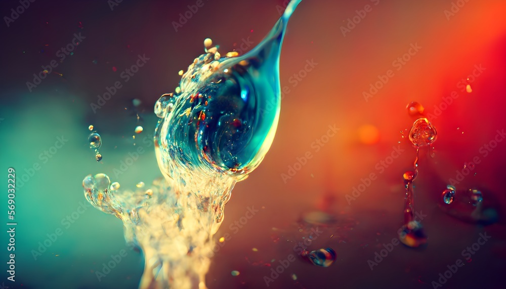 water splashes caustics drops particles light rays realistic colors ...