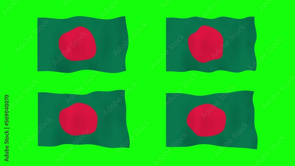 Bangladesh Waving Flag 2D Animation on Green Screen Background. Looping ...