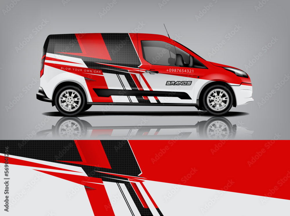 Car decal design vector. Graphic abstract stripe racing background kit ...