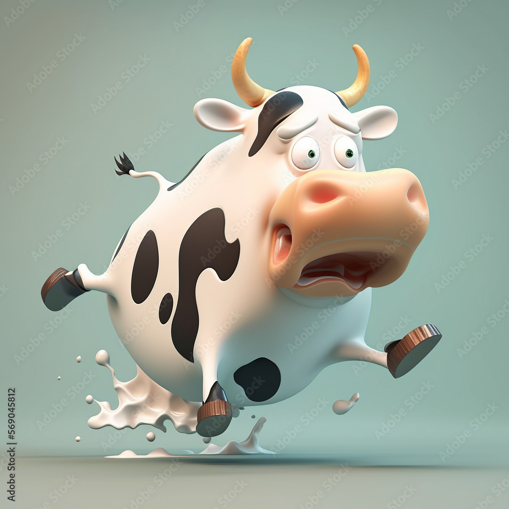 Cute cow 3d style cartoon with gradient background created with ...