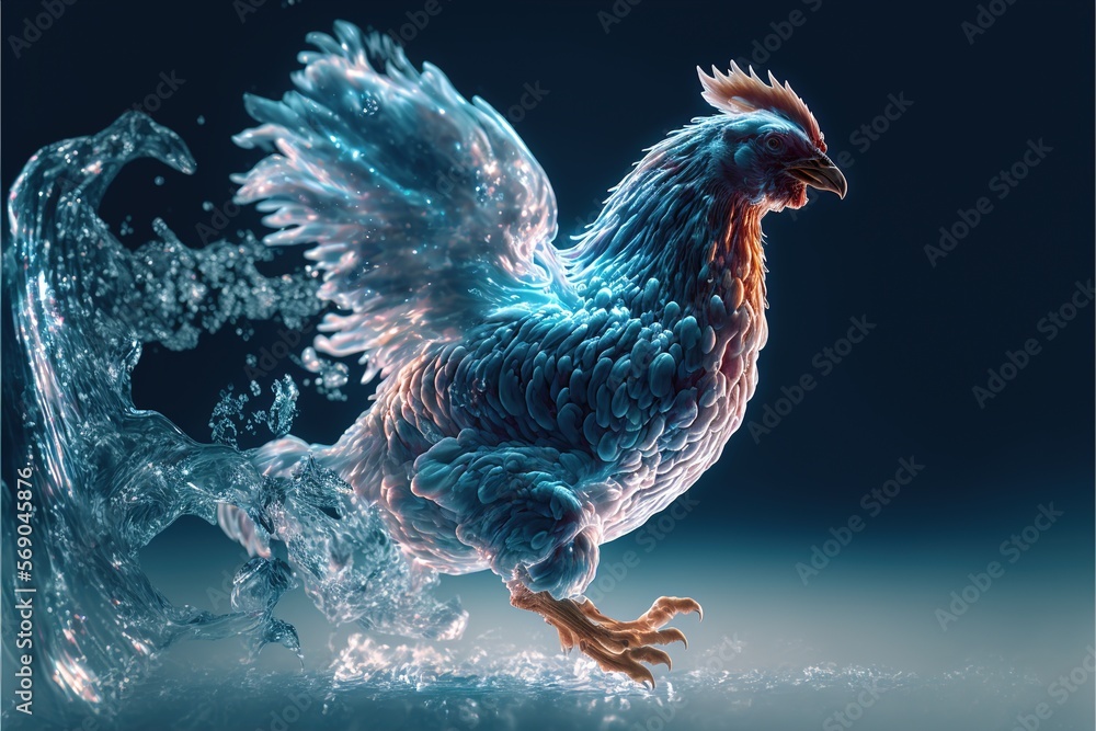 Ice chicken created with generative ai technology Stock Illustration ...