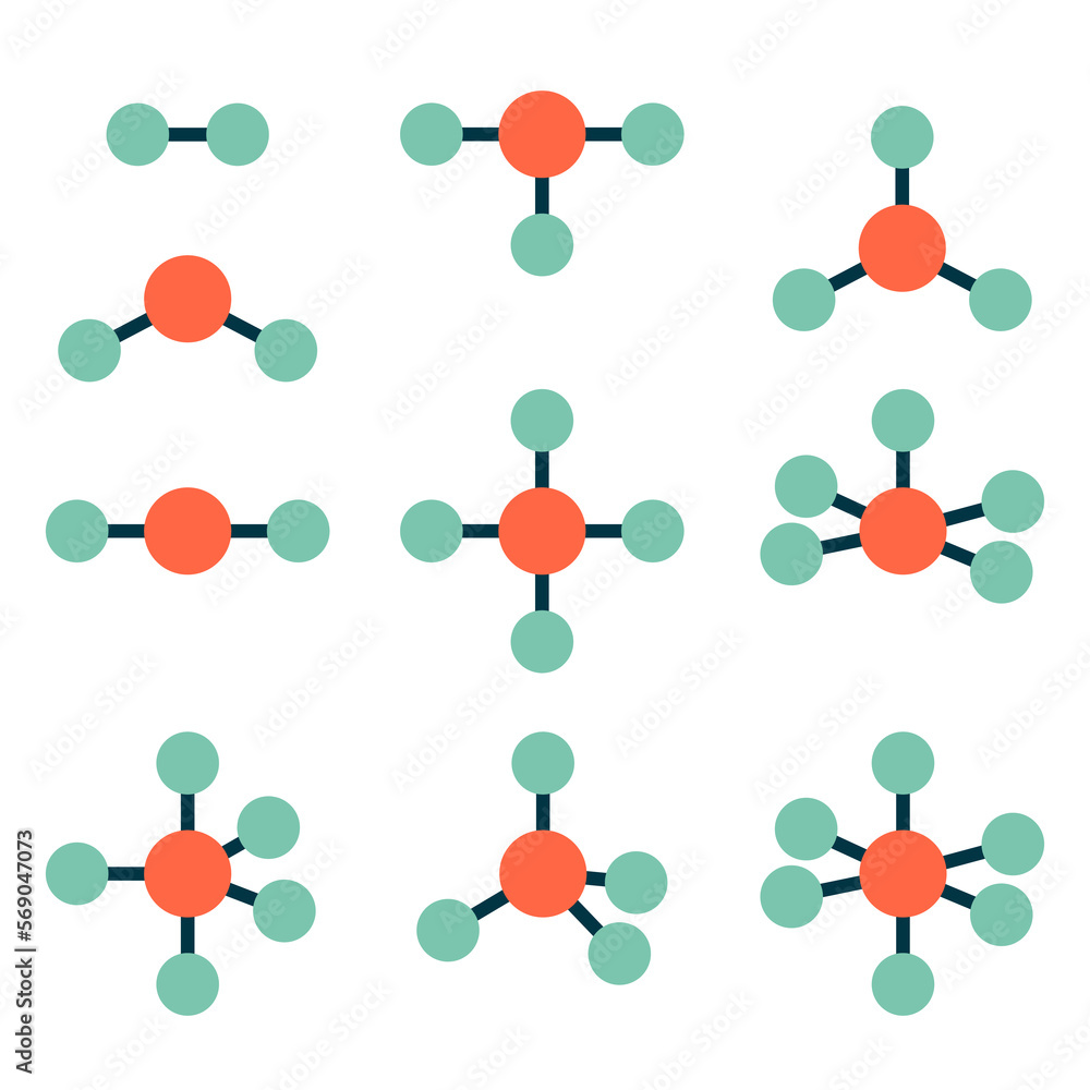 Molecule shapes. Arrangement of atoms in molecules. Stock Vector ...