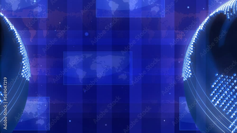 Global earth map rotating digital world breaking news Studio Background ...