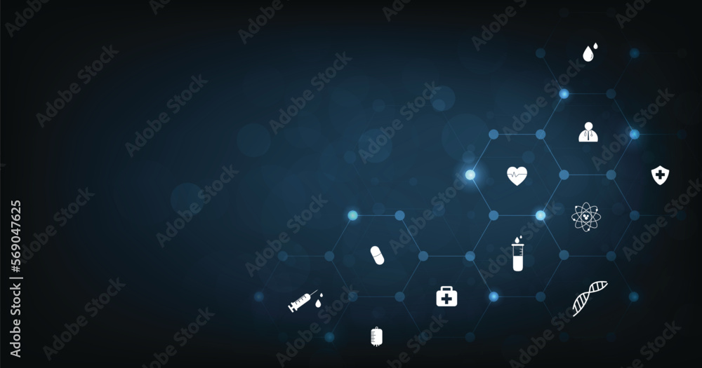 Medical technology network design.Health care concept.Icon medical ...