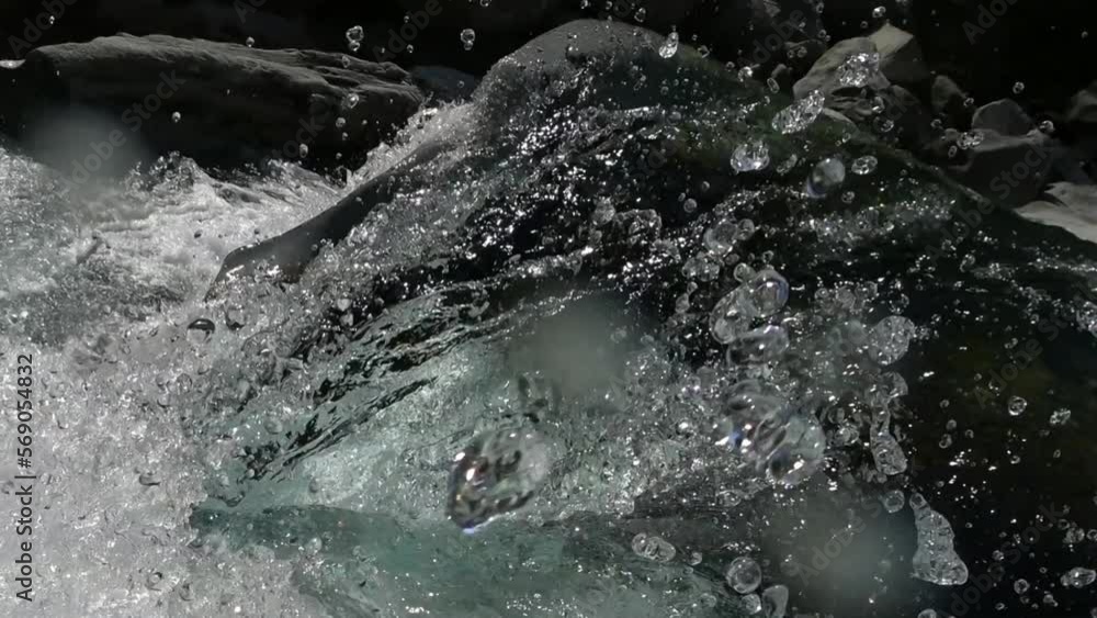 Power of water of mountain pure river Verzaska in Switzerland. Water ...