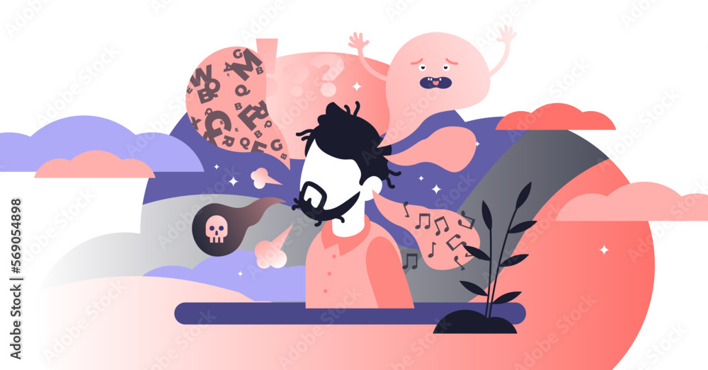 Vecteur Stock Schizophrenia illustration, transparent background. Flat ...