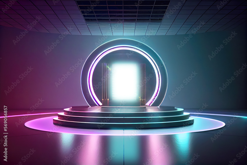 Abstract neon podium pedestal light fluorescent Neon Lights glow ...
