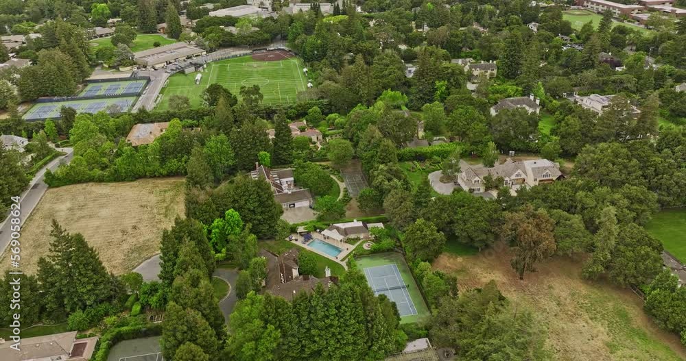 Atherton California Aerial v4 birds eye view flyover wealthy ... Atherton California Aerial v4 birds eye view flyover wealthy ...