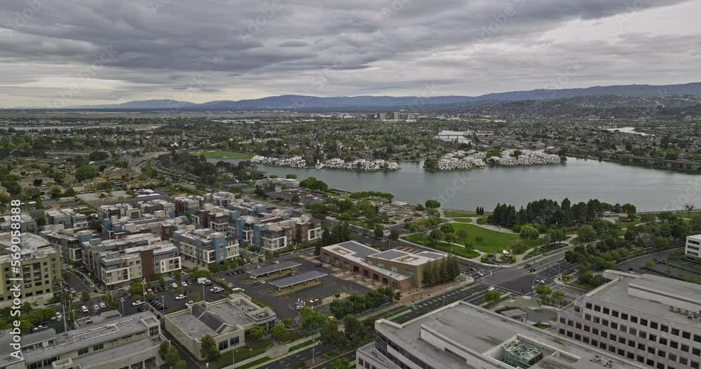 Foster City California Aerial v3 drone flyover town center capturing ...