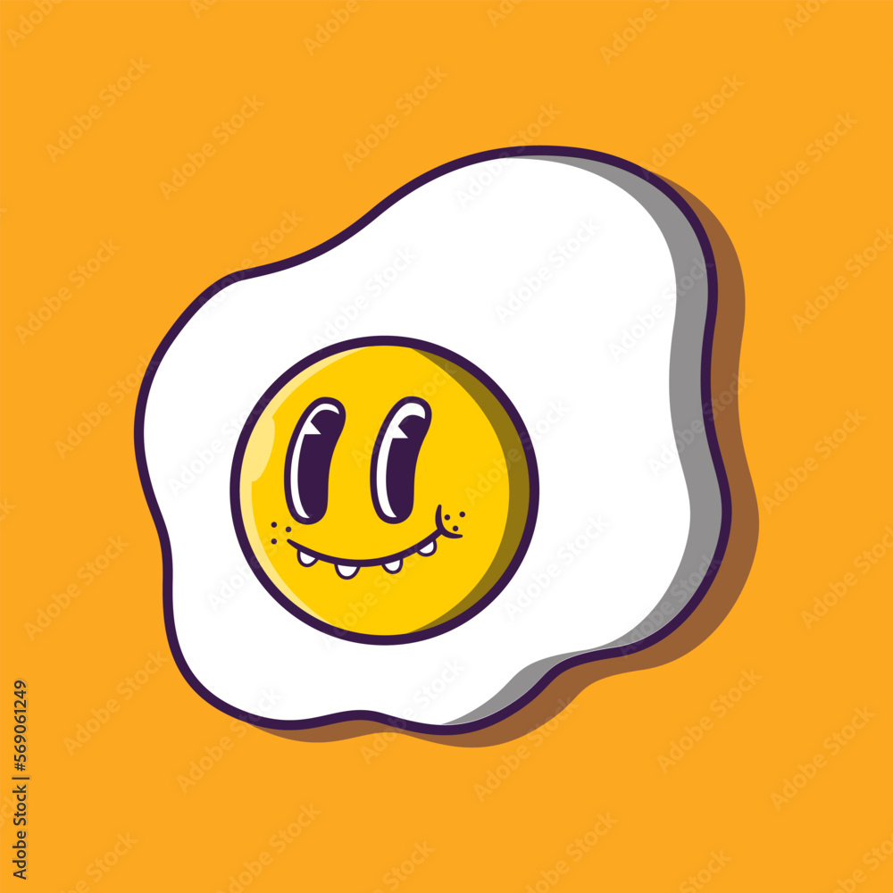 cartoon illustration of sunny side up egg Stock Vector | Adobe Stock