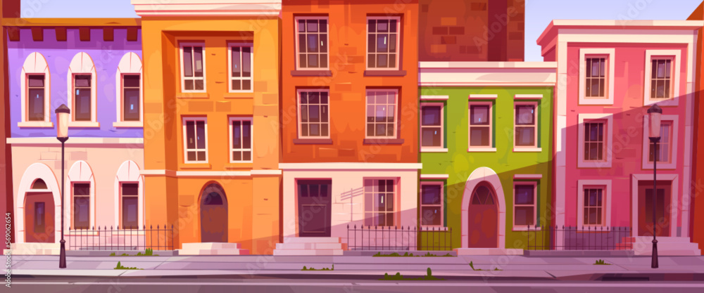 Cartoon city street in vector. Mayfair district in London. Town ...