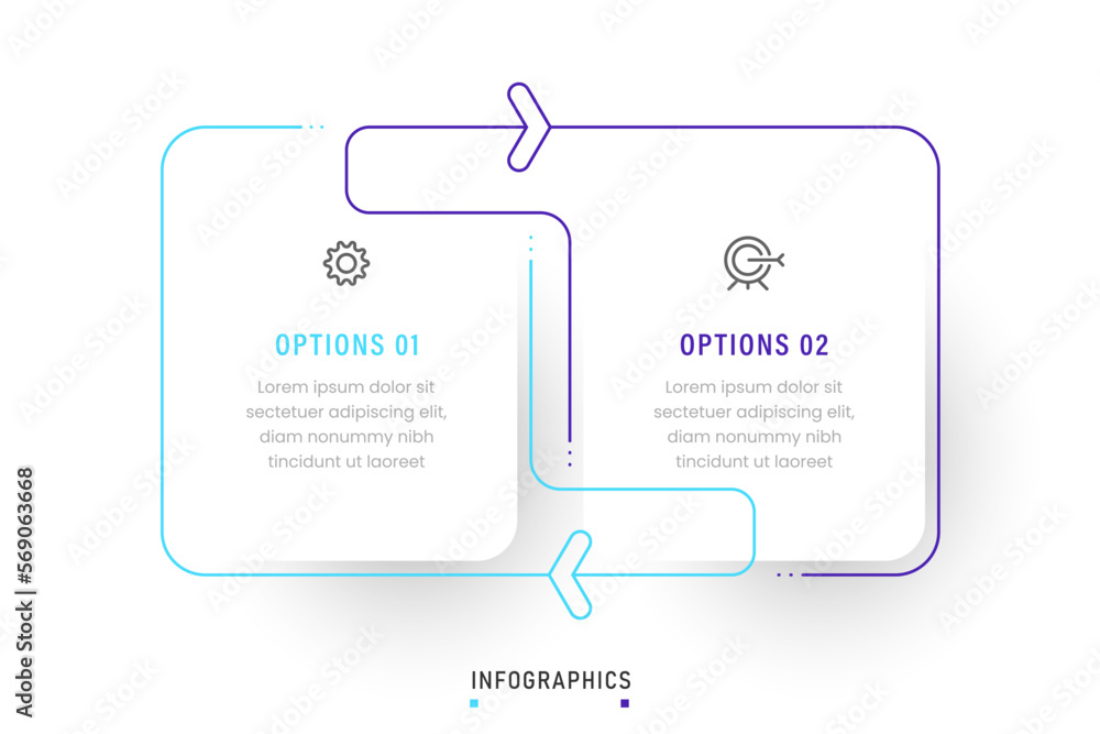 Vector Infographic label design template with icons and 2 options or ...