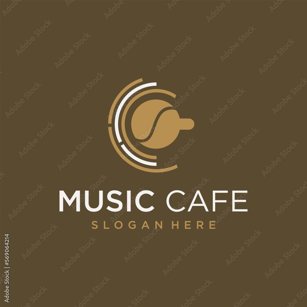 coffee shop logo design cafe with live music logo vector music and ...