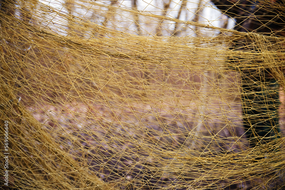 Nets for catching wild animals in the forest. Trapping game animals ...