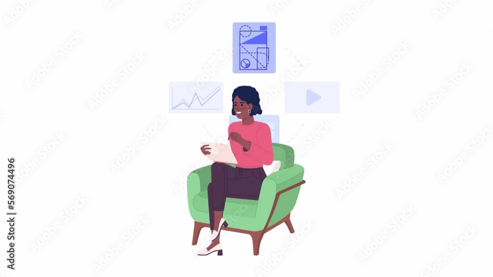 Animated learning stock trading. Investor beginner scrolling tablet. 4K ...