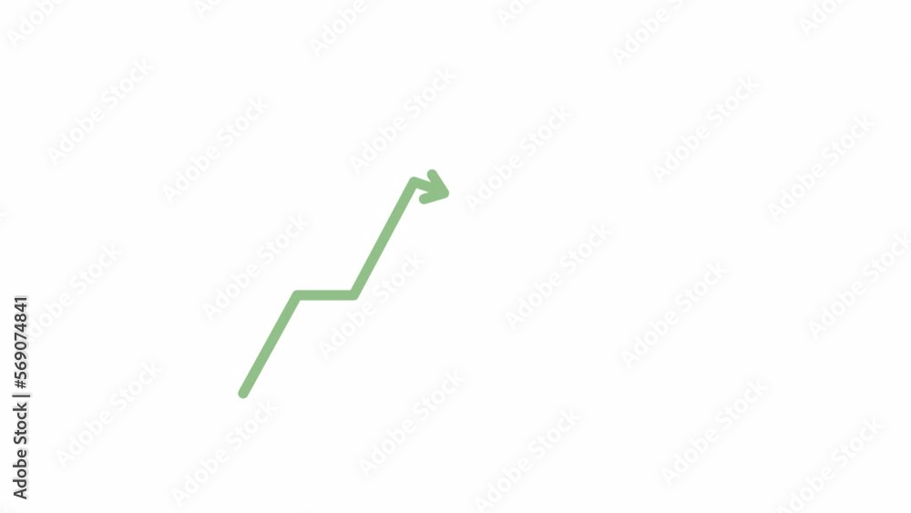 Animated green arrow rising up. Stock market. Increasing graph. Flat ... Animated green arrow rising up. Stock market. Increasing graph. Flat ...