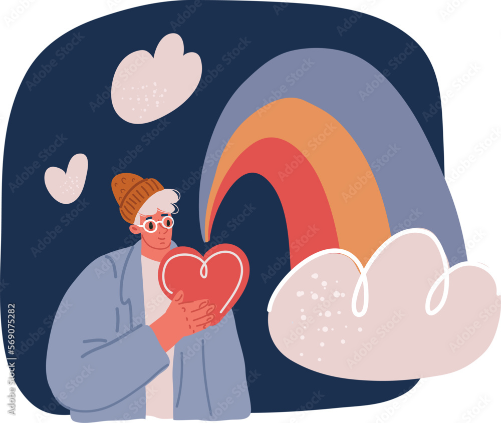 Cartoon vector illustration of Gay LGBT pride rainbow from heart Stock ...