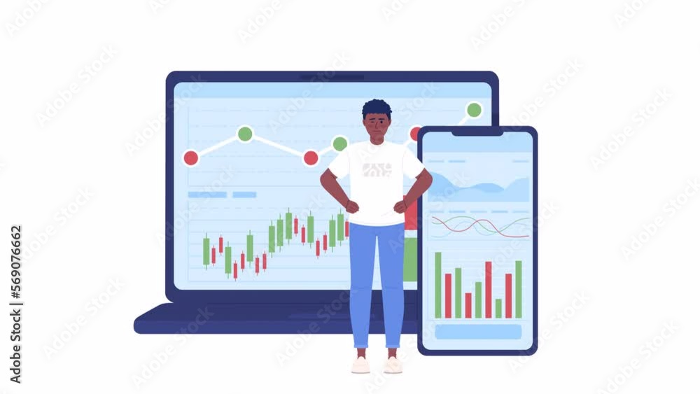 Animated online trading platforms. Newbie investor. Brokerage account ...
