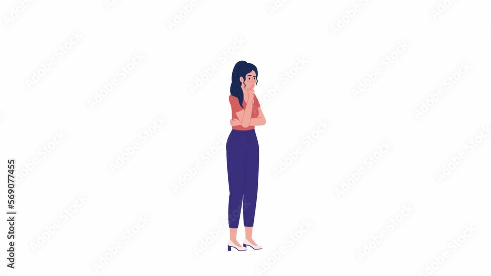 Vidéo Stock Animated thoughtful woman. Decision making. Thinking. Full ...