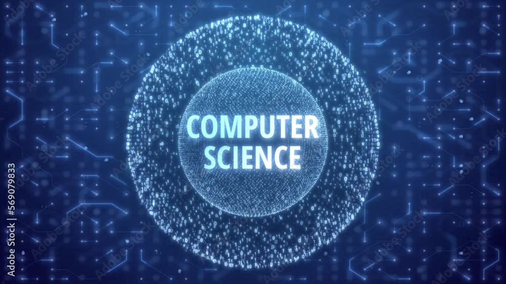 Computer Science Concept over Matrix sphere on circuitry background. random numbers in form of ...