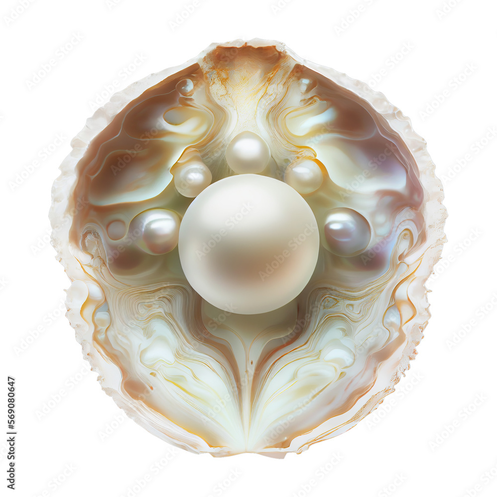 Pearls in a shell, isolated on transparent PNG background. Created with ...