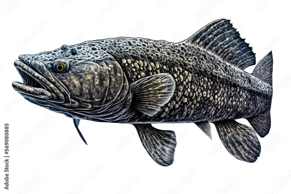 Coelacanth fish isolated on transparent background. Coelacanth. Sea ...
