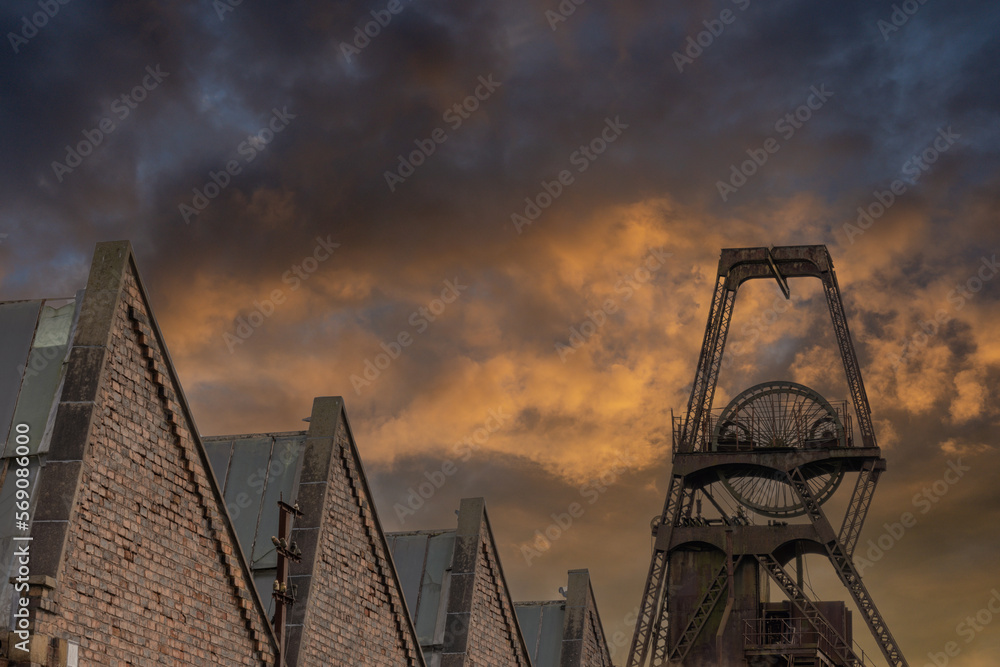 Abandoned Colliery Pit Head stack winding wheel, in England. Mining ...