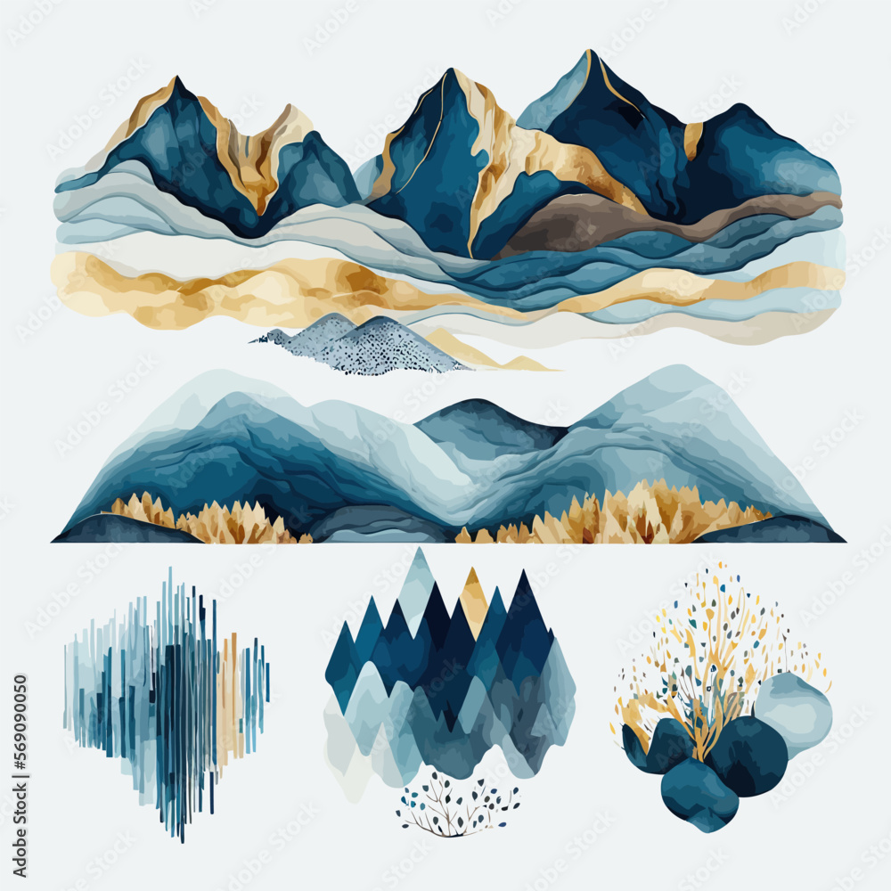 Abstract Arrangements. Landscapes, mountains. Decorative elements ...