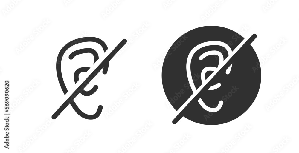 Deaf hear disability icon vector, ear impaired disabled mute symbol ...