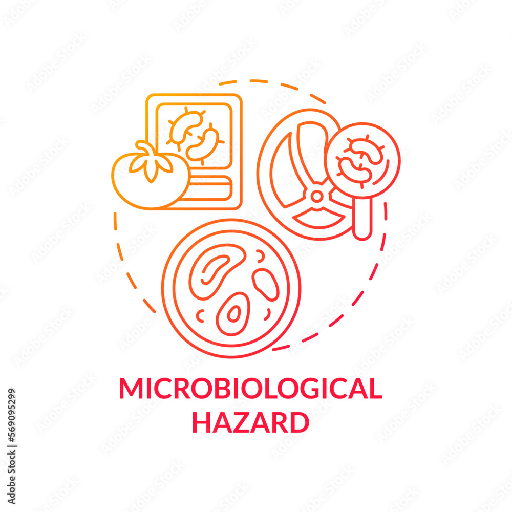 Microbiological hazard red gradient concept icon. Involving harmful ...
