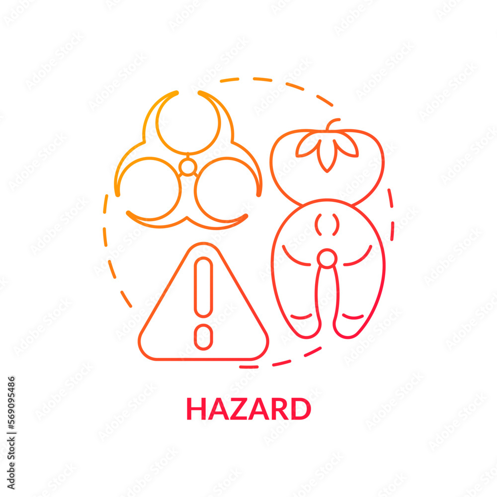Vetor de Hazard red gradient concept icon. Control of contamination ...