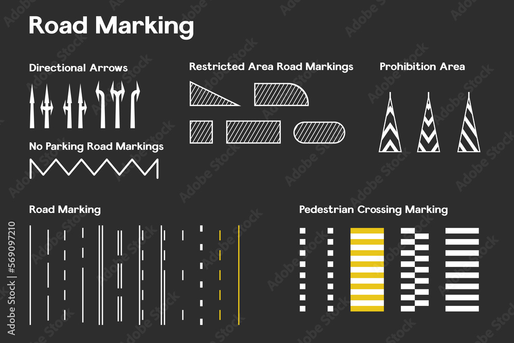 Horizontal road markings set vector illustration design. Stock Vector ...