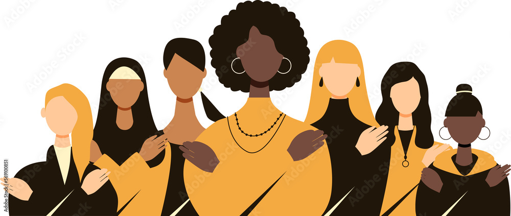 Women of different ethnicities together. Transparent background. # ...