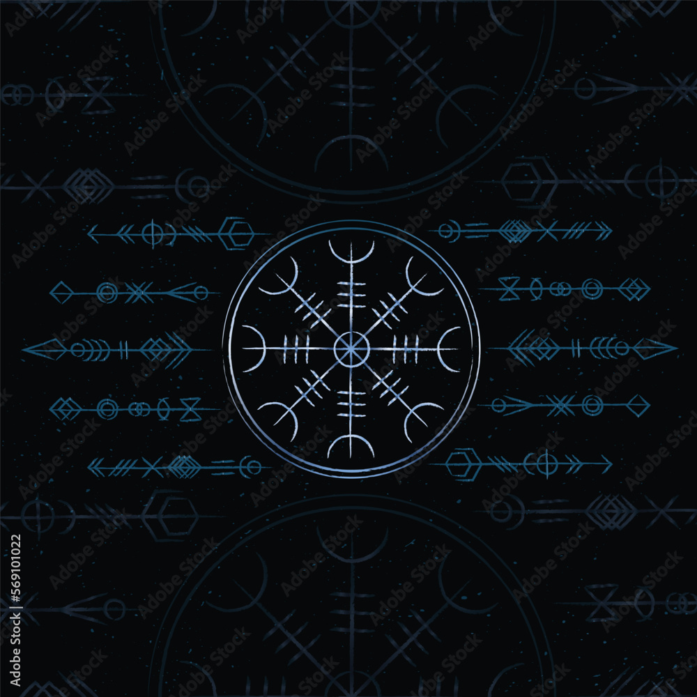 Vegvisir true blue outline wallpaper Stock Vector | Adobe Stock