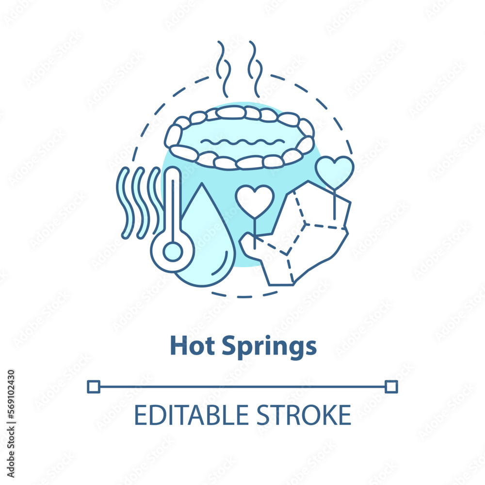 Hot springs blue concept icon. Improving human health. Usage of ...