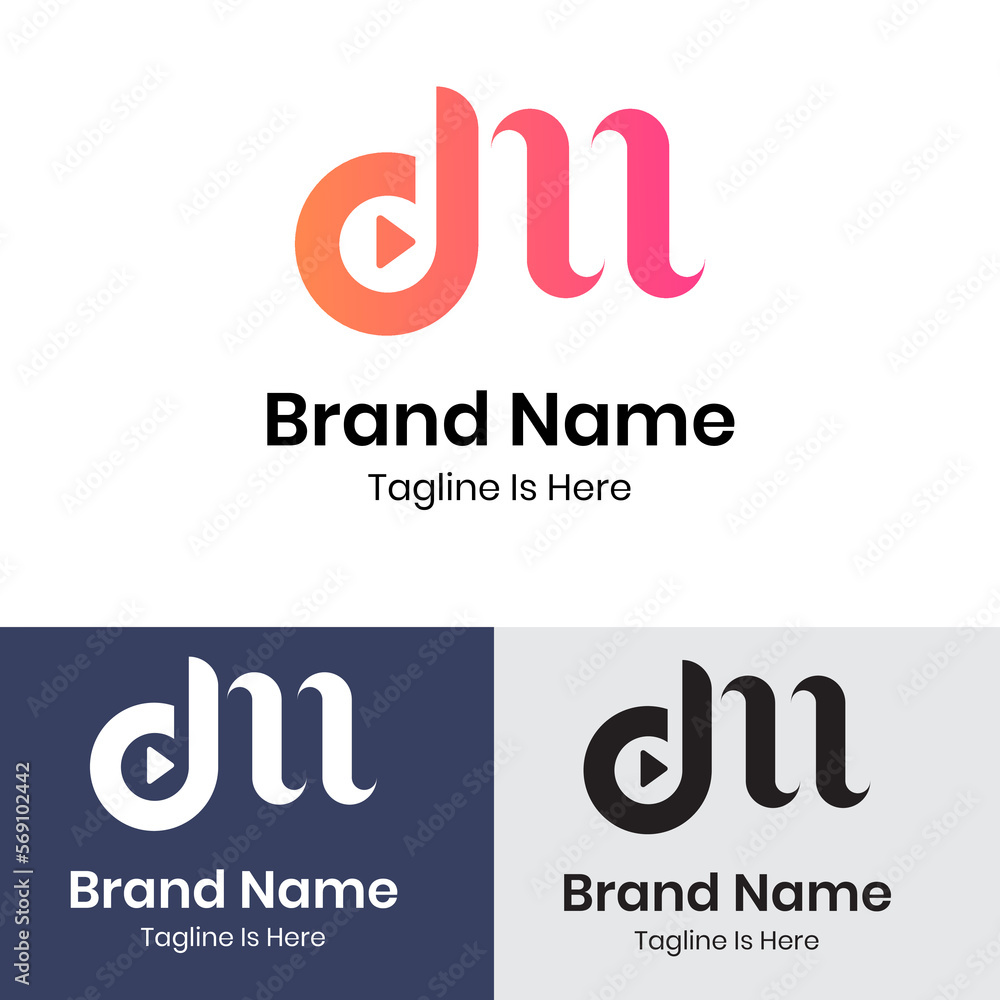 dm letter play button logo design Stock Vector | Adobe Stock