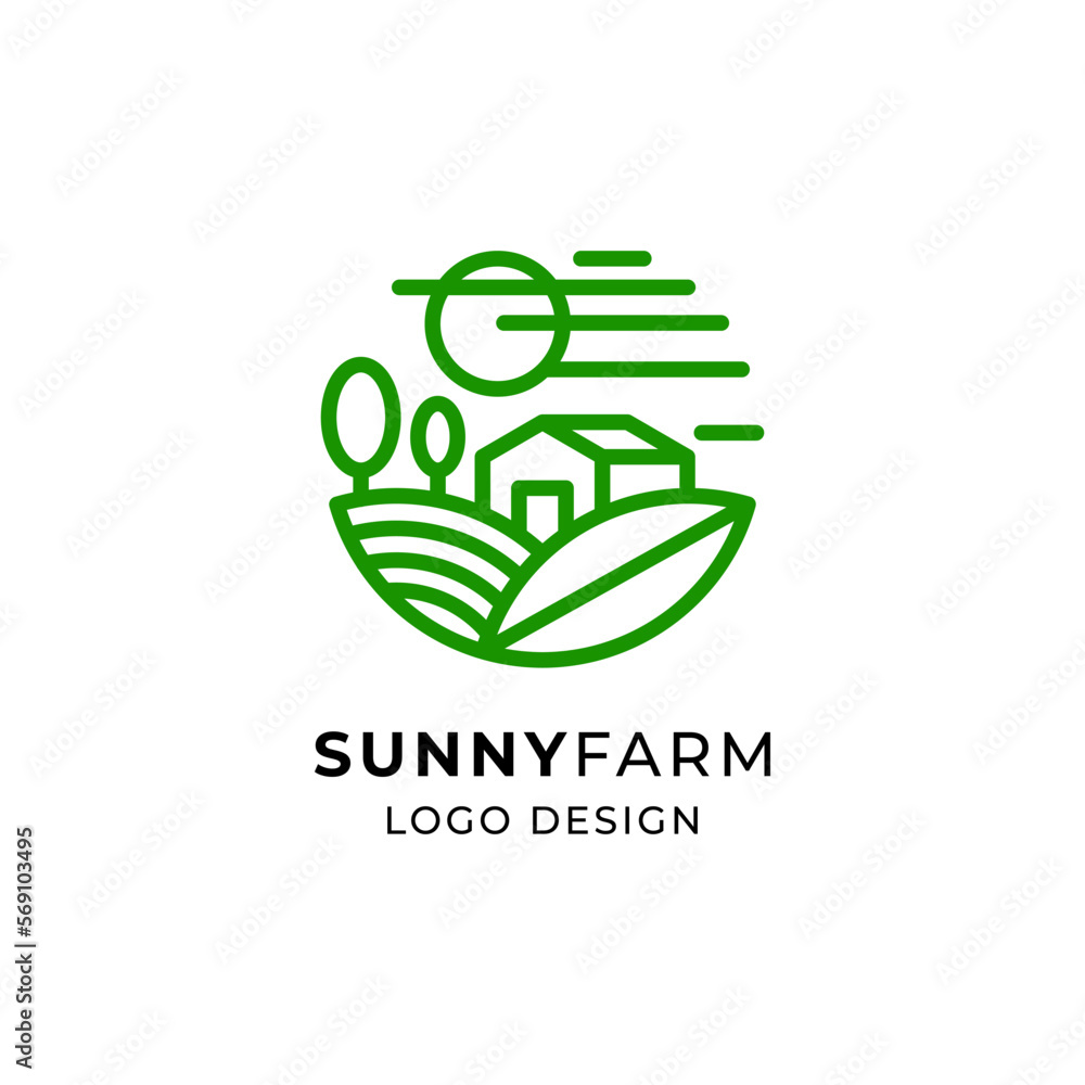 modern farm logo design with lineart style Stock Vector | Adobe Stock