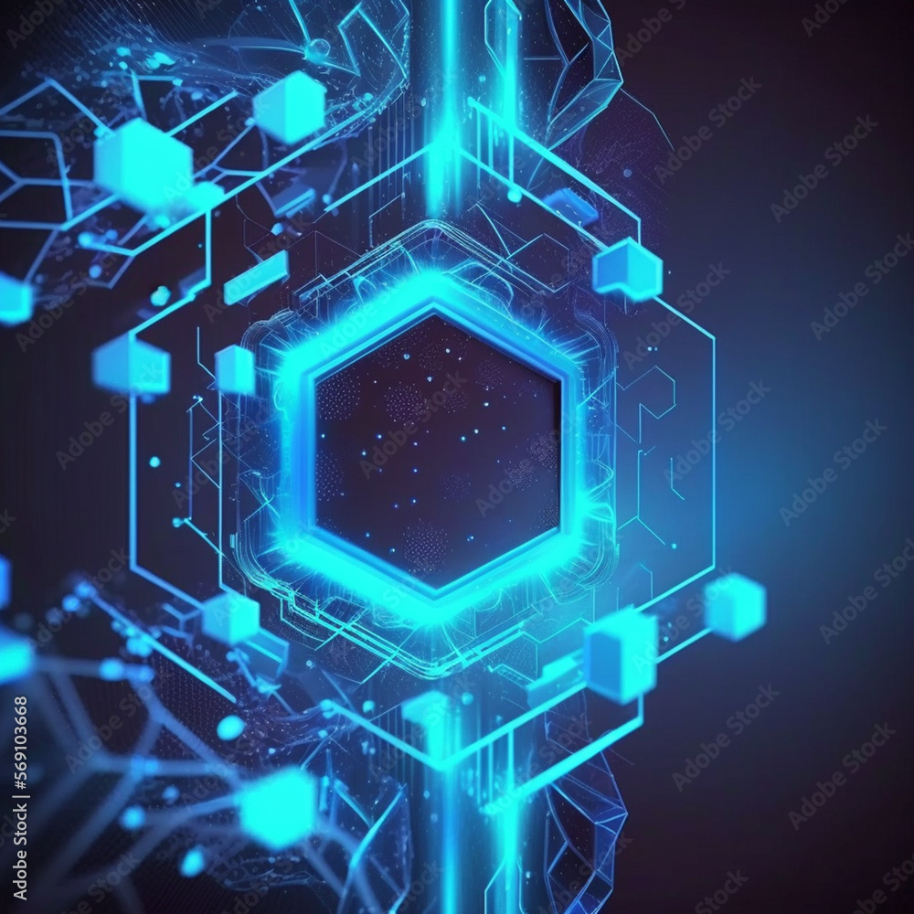 modern blue technology background. Digital technology, deep learning ...