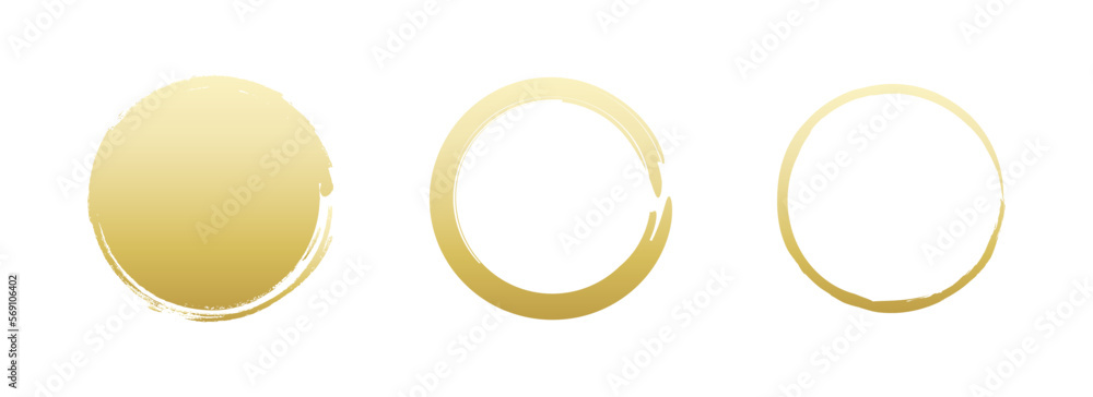 Gold hand drawn sketch vector brush line circle. Stock Vector | Adobe Stock