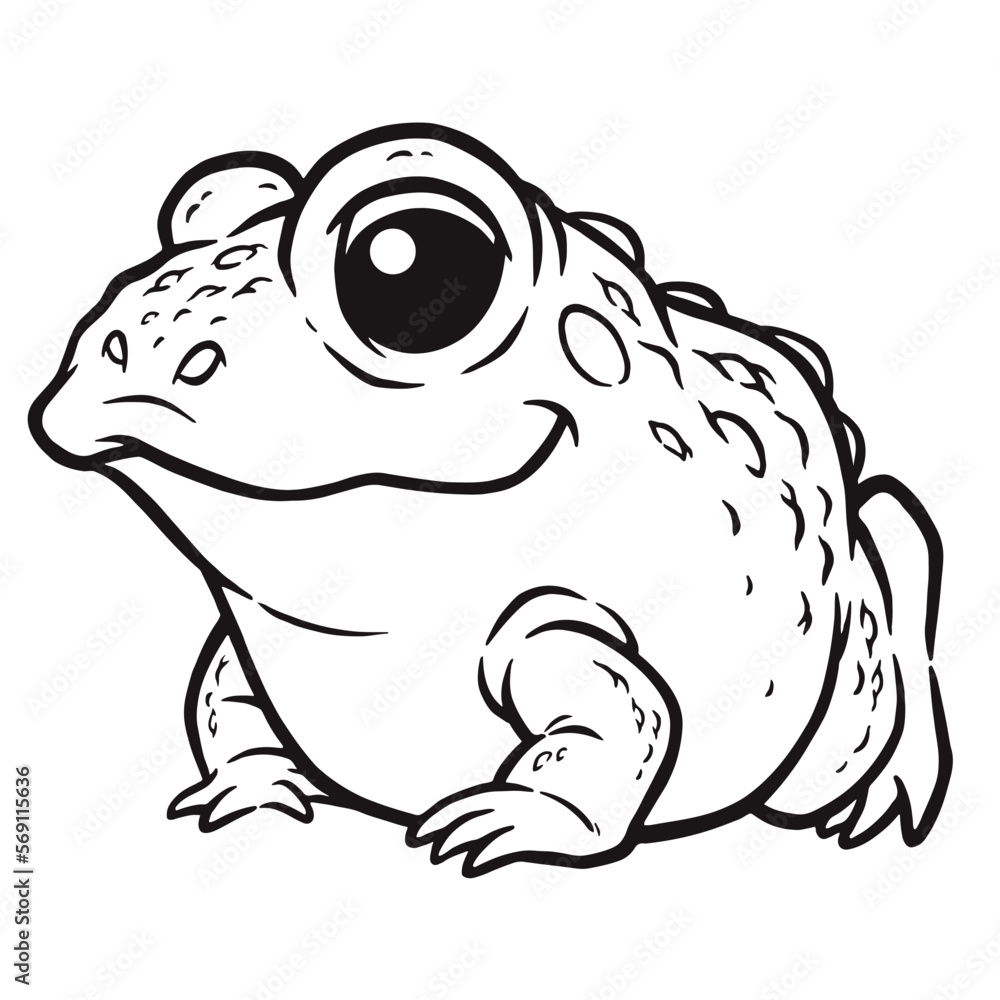 Vector illustration of frog cartoon - Coloring book for kids Stock ...