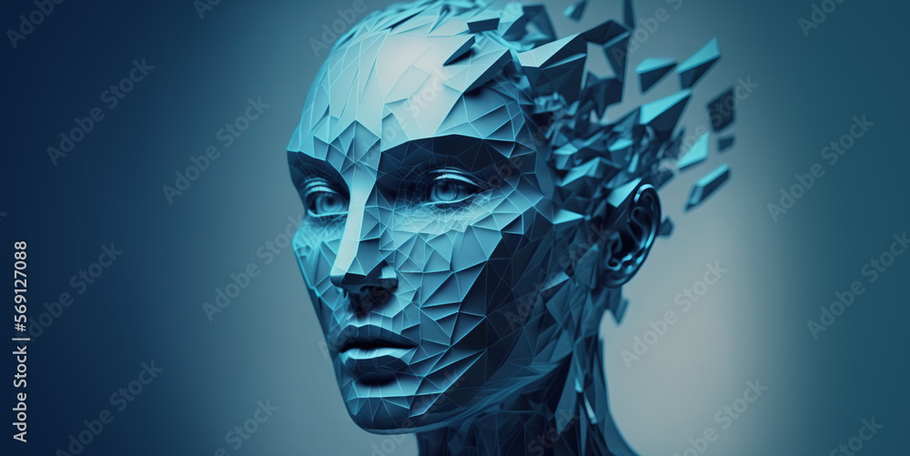 Human portrait in polygon shapes, AI Generative illustration Stock ...