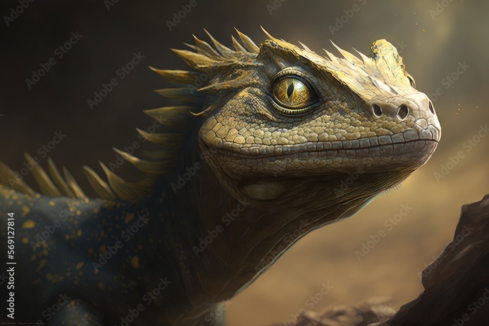 A basilisk with golden scales and eyes that can petrify its prey, who ...