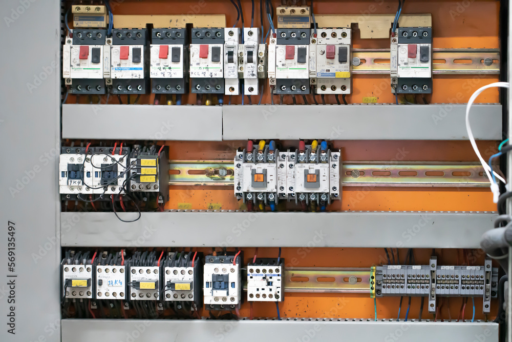 Automation components installed inside the electrical control cabinet ...