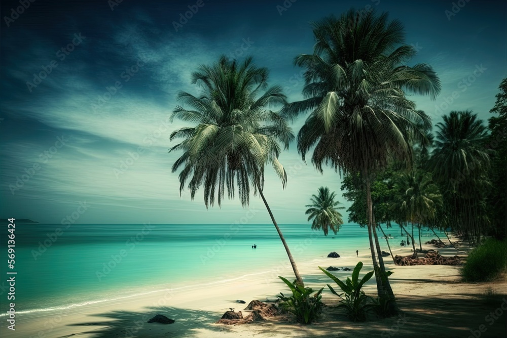 Khlong Hin Bay on the island of Koh Kood in Thailand is a stunning palm ...