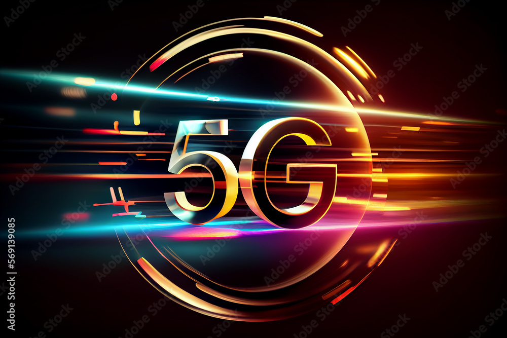 5g logo abstract dark background with empty space. Concept of 5g network communication ...