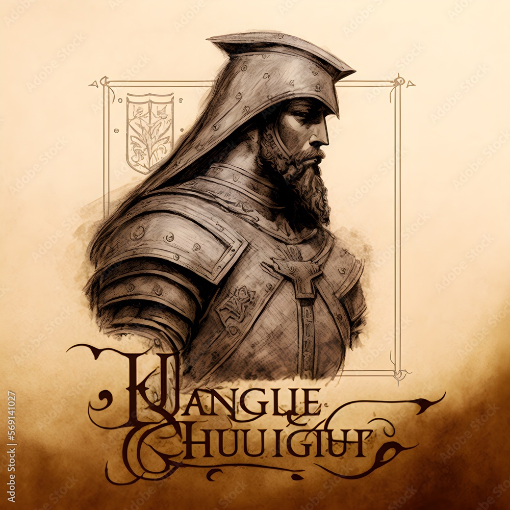 knights guild logo sketch of a knight art by Leonardo da Vinci Stock ...