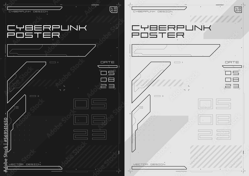 Cyberpunk futuristic poster set. Modern cyberpunk design for web and ...