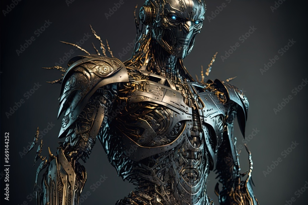 Representation of technology development, robotic people, cyborg ...