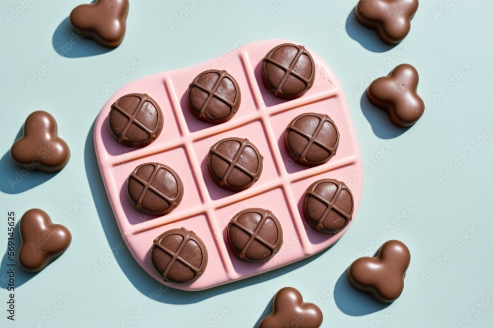 Tic Tac Toe game with pink background and delectable candies and ...